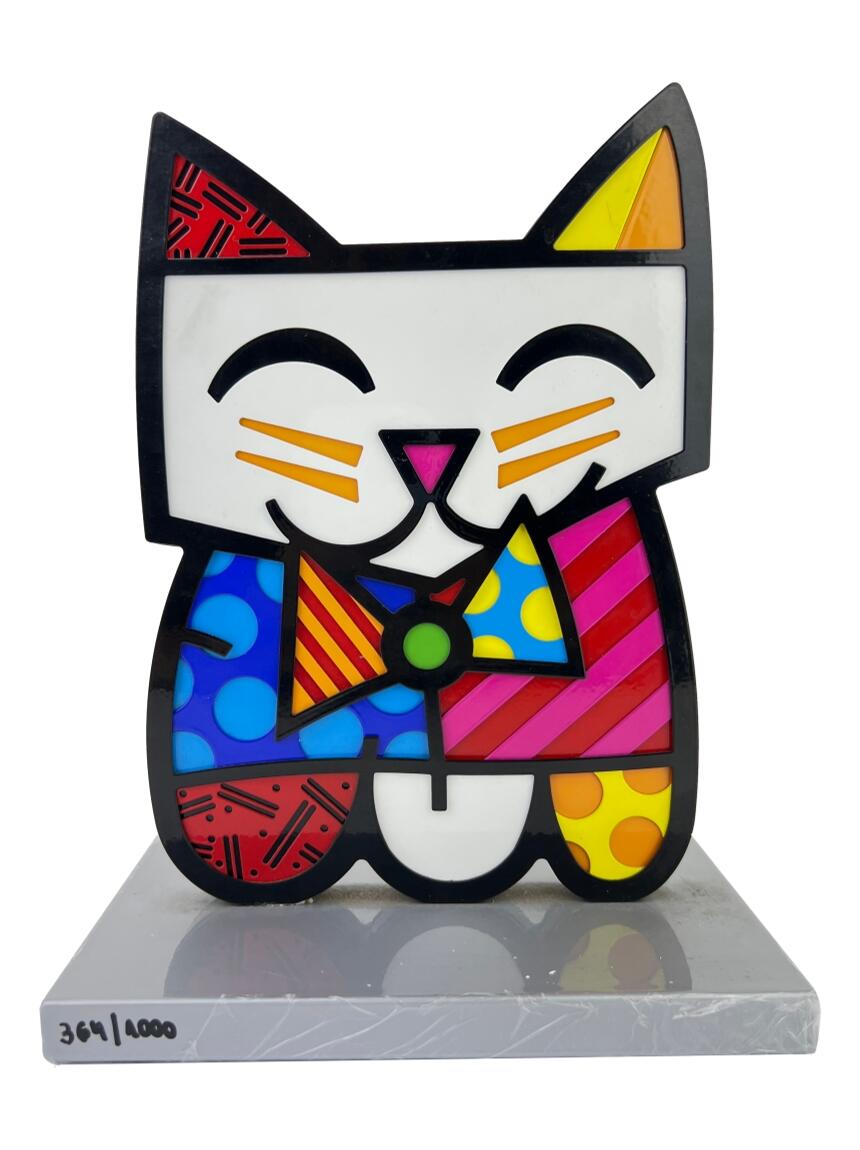 Escultura Romero Britto Gato Squeaki Colorido - CHIA1 Original | Etiqueta Única