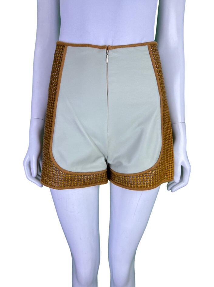 Short Paula Raia Couro Bicolor Original - | Etiqueta Única