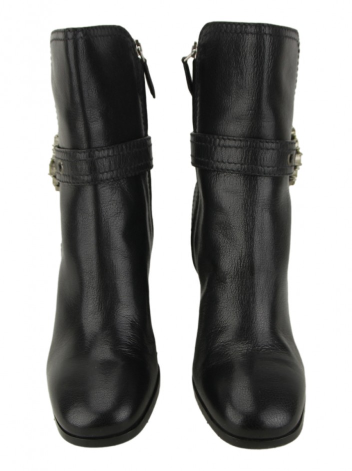 Bota Miu Miu Pearl Buckle Couro Preto - IUR20 Original | Etiqueta Única