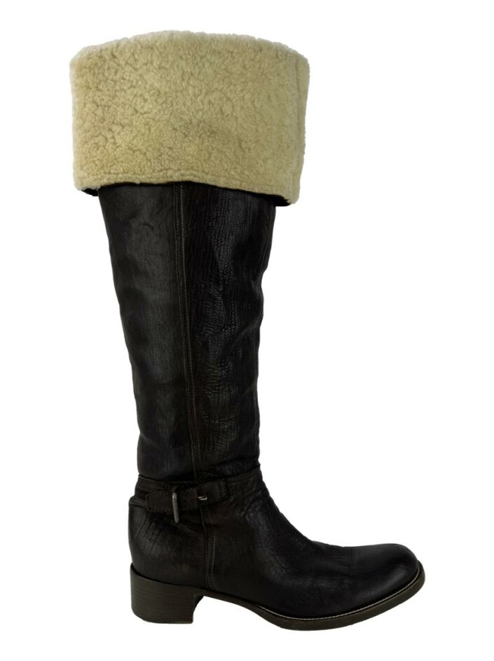 Bota Miu Miu Couro Marrom - AKH170 Original | Etiqueta Única