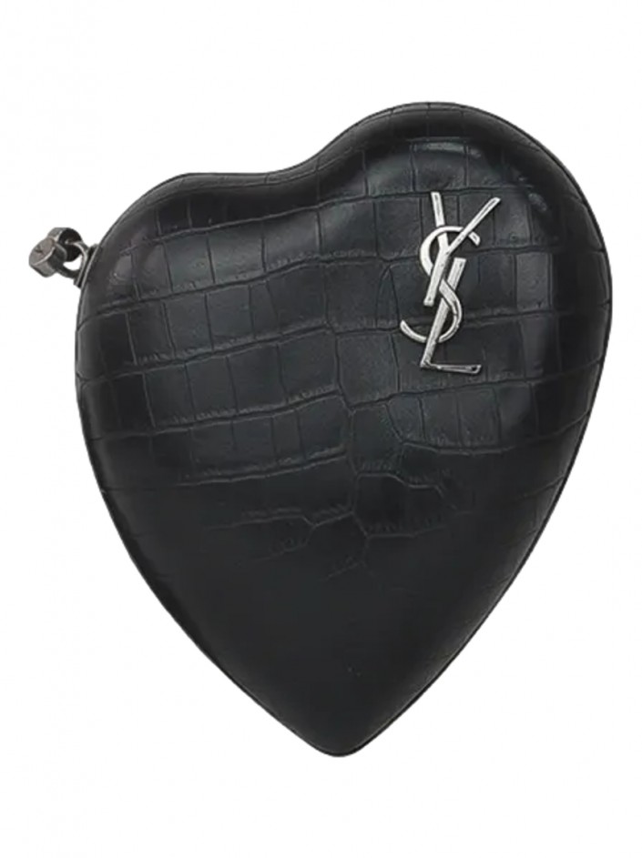 Clutch Yves Saint Laurent Love Box Croco Embossed Preta - AGRZ805 Original - | Etiqueta Única