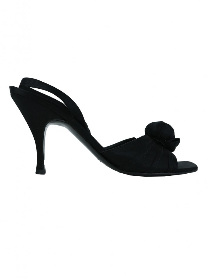 Sandália Celine Flor Preta Vintage - HTL14 Original | Etiqueta Única