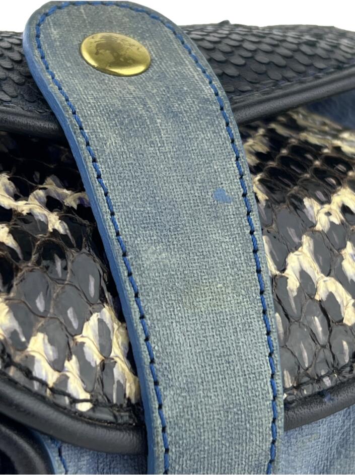 Bolsa Tiracolo Jerome Dreyfuss Momo Python Azul - ANF228 Original | Etiqueta Única