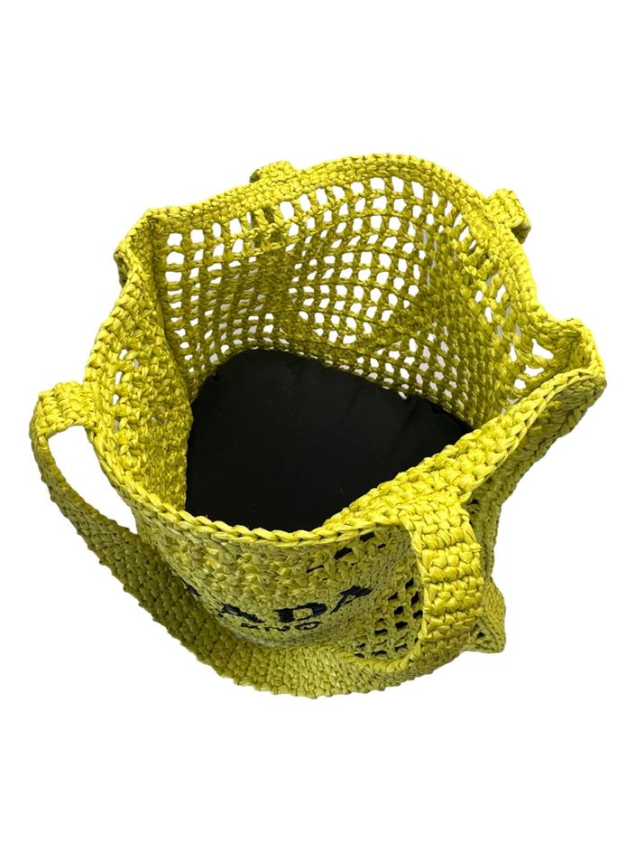 Bolsa Tote Prada Yarn Raffia Crochet Logo Amarelo - DCGW3 Original ...