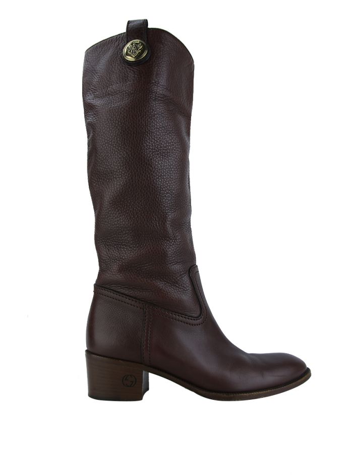 Bota Gucci Montaria Couro Marrom - FJY6 Original | Etiqueta Única