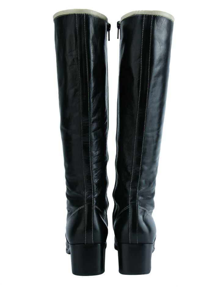 Bota Miu Miu Couro Cano Alto Preta - CMY149 Original | Etiqueta Única