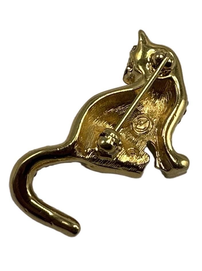 Broche Swarovski Gato Dourado - KBT668 Original | Etiqueta Única