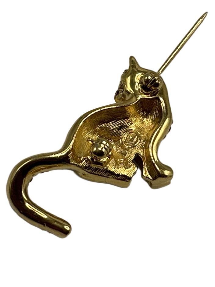 Broche Swarovski Gato Dourado - KBT668 Original | Etiqueta Única