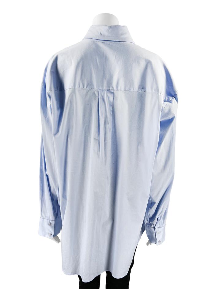 Camisa Helena Bordon Tecido Azul - BISJ179 Original | Etiqueta Única