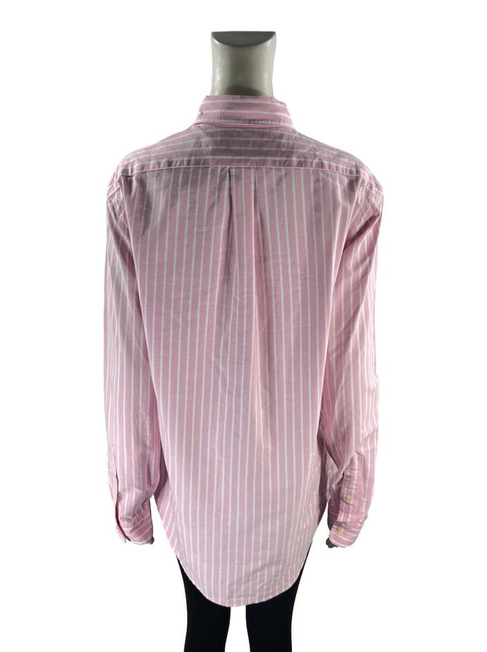 Camisa Ralph Lauren Tecido Rosa Listrada - AHAV118 Original | Etiqueta ...