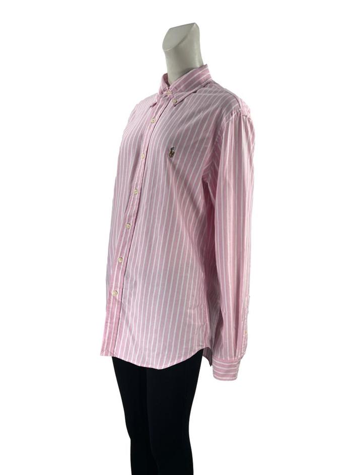 Camisa Ralph Lauren Tecido Rosa Listrada - AHAV118 Original | Etiqueta ...