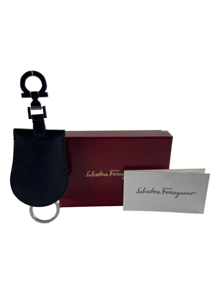 Chaveiro Salvatore Ferragamo Couro Preto - JKU589 Original | Etiqueta Única