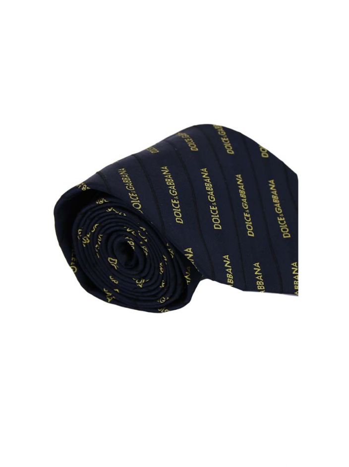 Gravata Dolce & Gabbana Vintage Seda Logo Azul Marinho Original - KYV5 ...