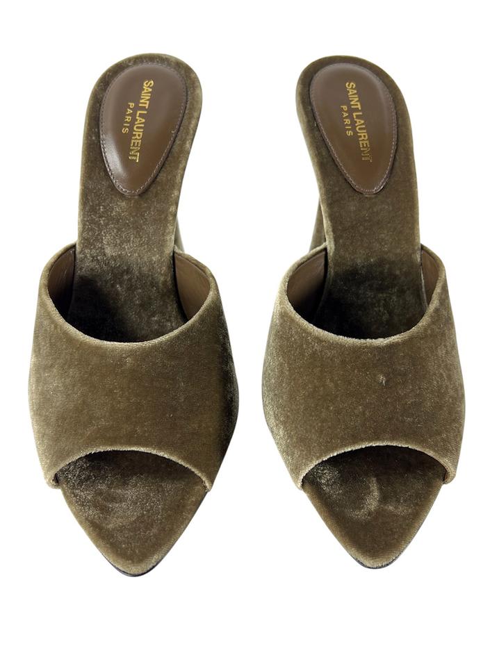 Mule Yves Saint Laurent Camurça Verde - CHWJ11 Original | Etiqueta Única