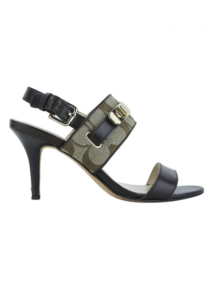 Sandália Coach Raya Monograma e Couro Marrom - JXI11 Original ...