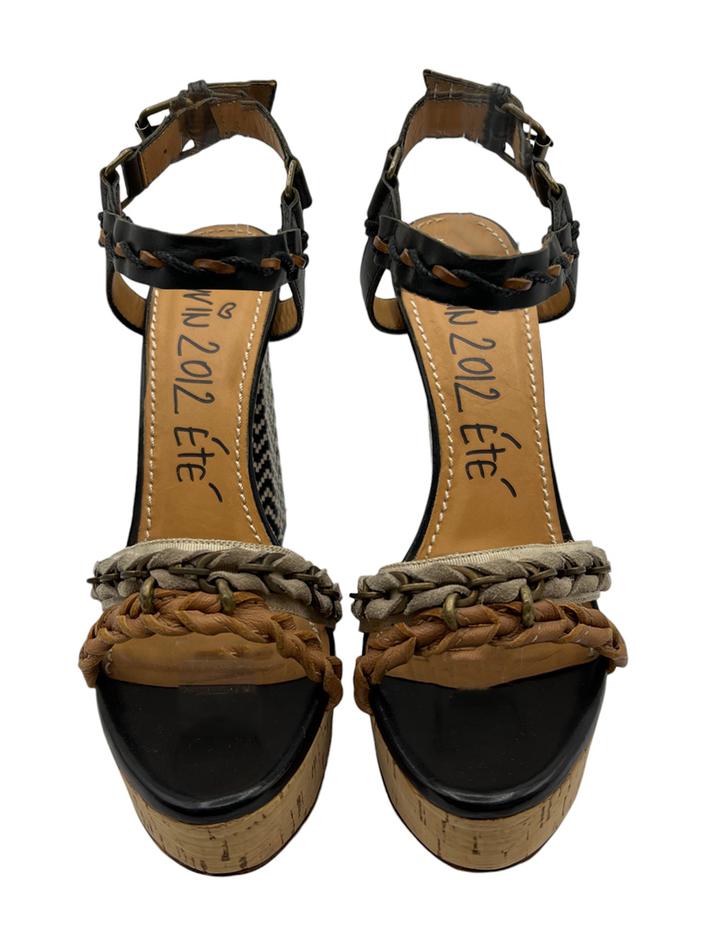 Sandália Lanvin Chain Couro Preta - EAK655 Original | Etiqueta Única