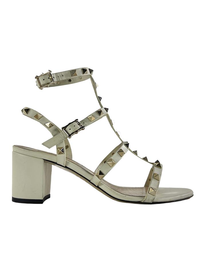 Sandália Valentino Rockstud Couro Off-White - KPL313 Original ...