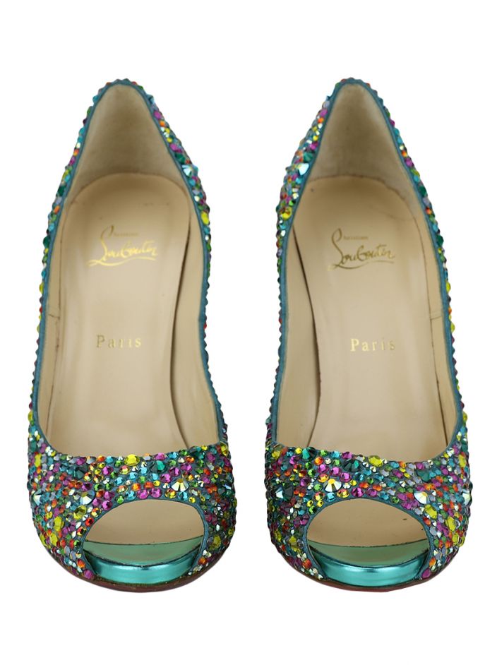 Sapato Christian Louboutin Strass Multicolor - MXI1 Original | Etiqueta ...