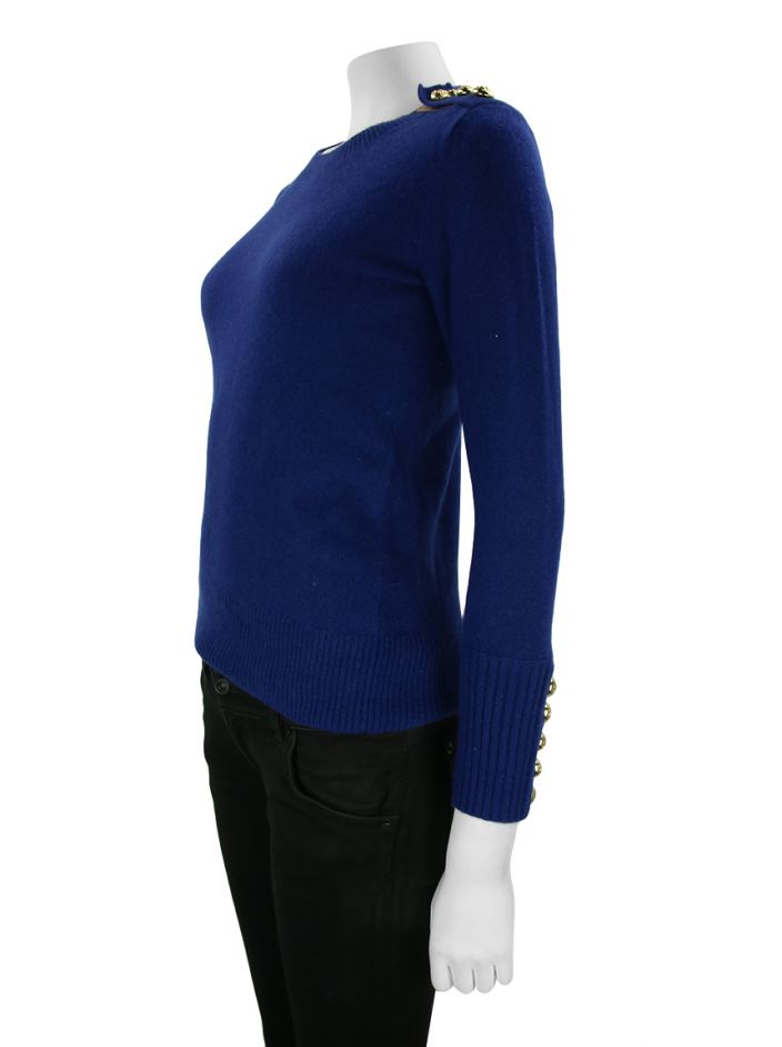 Suéter Burberry Botões Azul - CSC328 Original | Etiqueta Única
