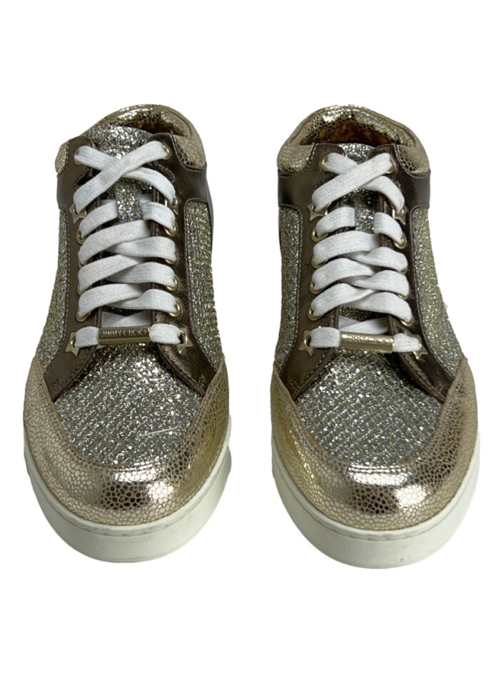 Tênis Jimmy Choo Miami Dourado - AWU1443 Original | Etiqueta Única