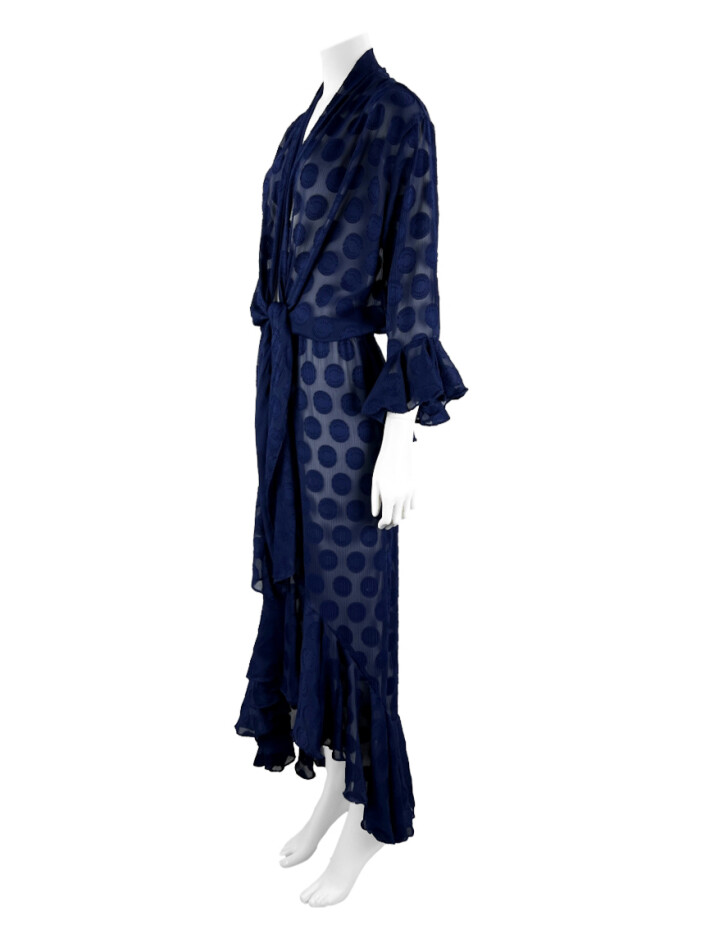 Vestido Adriana Degreas Poá Azul Marinho - BPK159 Original | Etiqueta Única