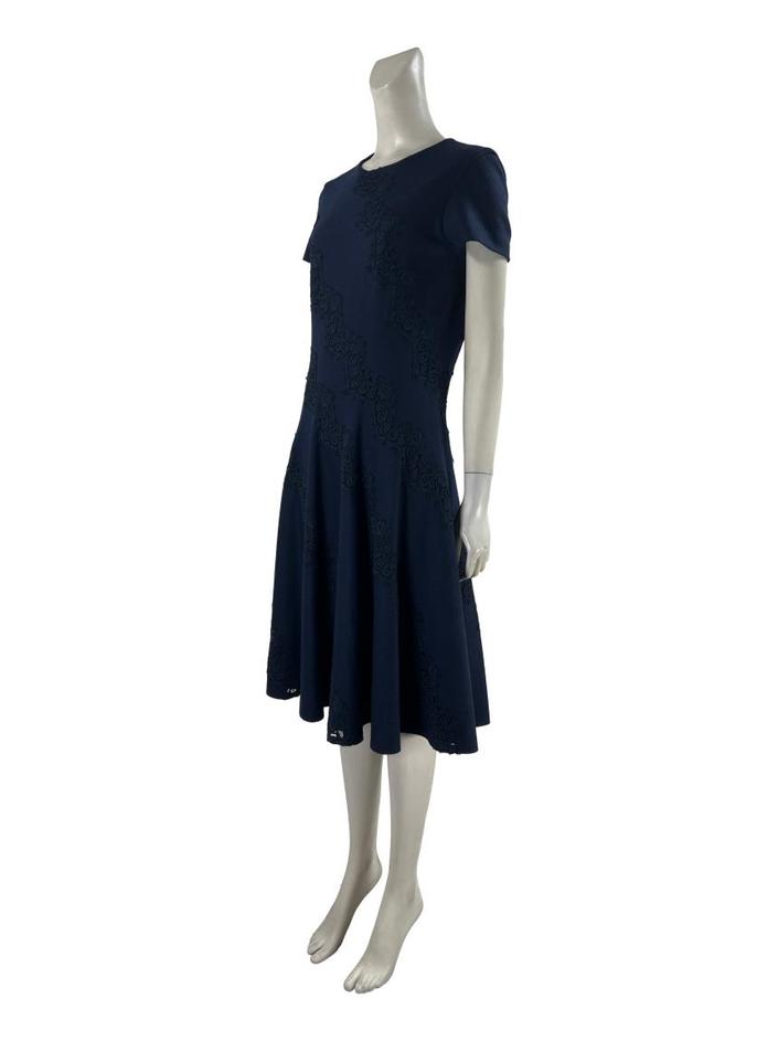 Vestido Carolina Herrera Lã Azul Marinho - AGPR131 Original | Etiqueta ...