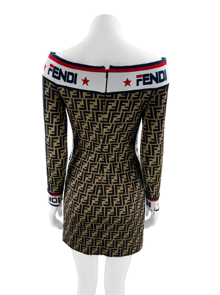 Vestido Fendi Monogram Off-Shoulder Marrom - CJVS87 Original | Etiqueta ...