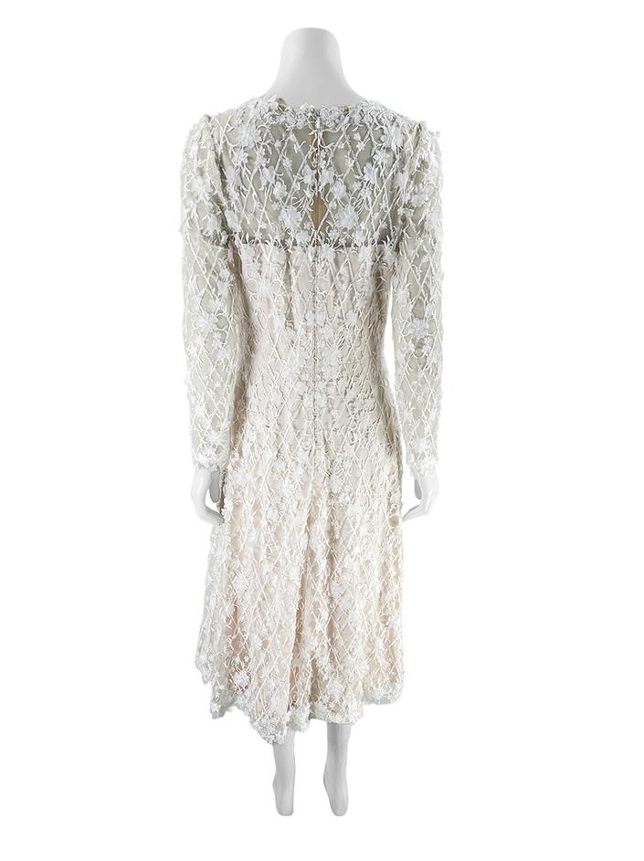 Vestido Tadashi Shoji Bordado Off White - AFZH48 Original | Etiqueta Única
