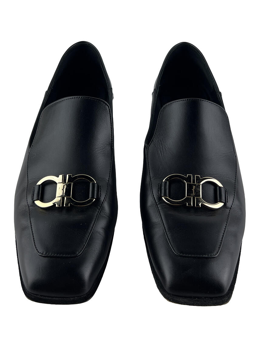Loafer Salvatore Ferragamo Logo Couro Preto - CCDJ3 Original | Etiqueta ...