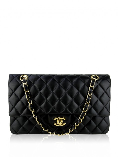 Bolsa Chanel Lambskin Medium Double Flap Preta Original - TGL6 ...