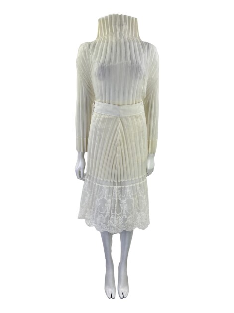 Conjunto Chloé Plissada Renda Off-White - FLJ173 Original | Etiqueta Única