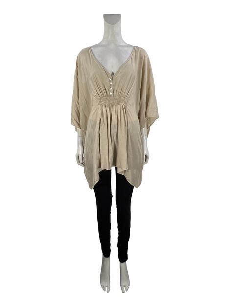 Blusa Le Lis Blanc Tecido Bege - OTS44 Original | Etiqueta Única