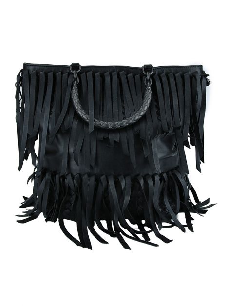 Bolsa Bottega Veneta Intrecciato Nappa Frinfe Bag Preta - BLR7 Original ...