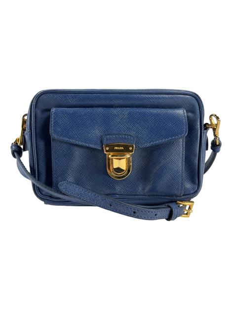 Bolsa Tiracolo Prada Camera Pocket Front Saffiano Azul - CSAS3 Original ...