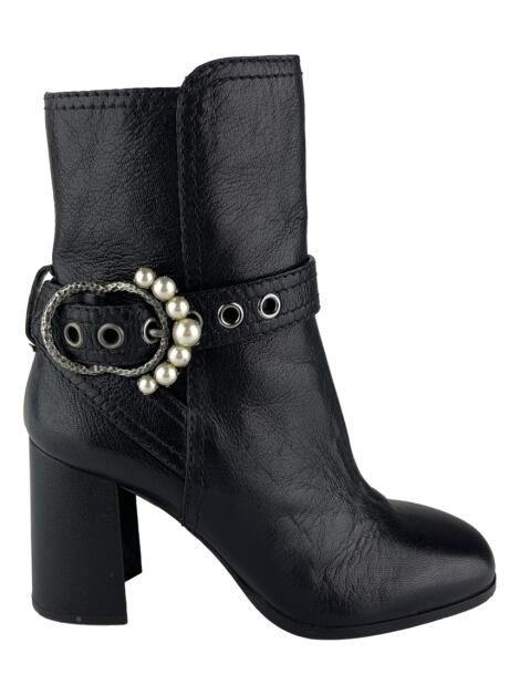 Bota Miu Miu Pearl Buckle Preto - CFZL1 Original | Etiqueta Única