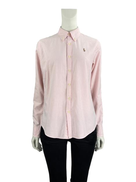 Camisa Ralph Lauren Slim Fit Rosa Listrada Original - AFTU18 | Etiqueta ...