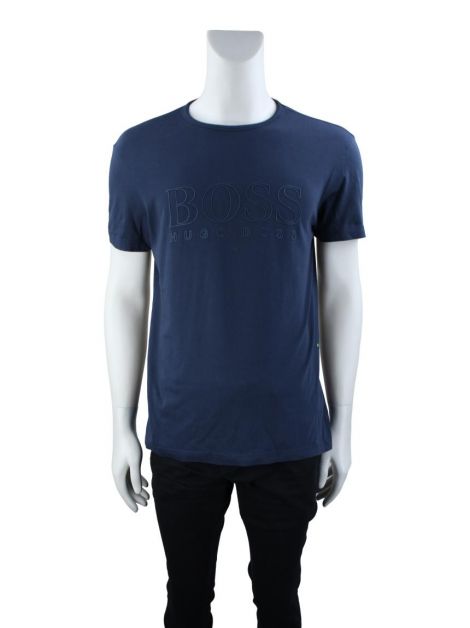 Camiseta Hugo Boss Tecido Azul - PTO27 Original | Etiqueta Única