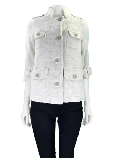 Casaco Massimo Dutti Texturizado Off White Original - QSH161 | Etiqueta ...