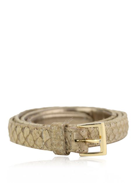Cinto Mixed Couro Python Bege Original - LS73 | Etiqueta Única