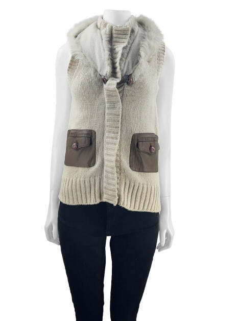Colete Massimo Dutti Tricot Bege - AHHX18 Original | Etiqueta Única