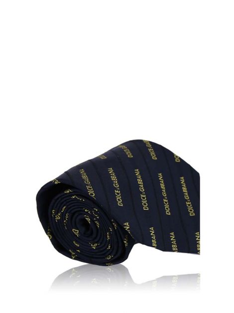 Gravata Dolce & Gabbana Vintage Seda Logo Azul Marinho Original - KYV5 ...