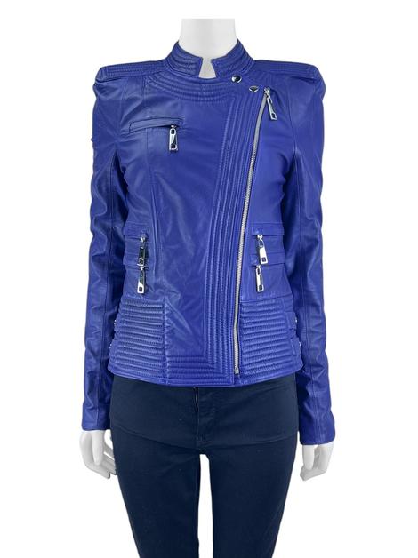 Jaqueta Clé Couro Azul Marinho - DR298 Original | Etiqueta Única