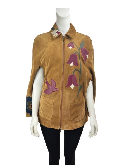 Pelerine Red Valentino Flores Camurça Caramelo Original - AWU2418 ...