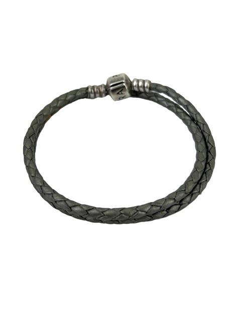 Pulseira Pandora Duo Couro Cinza - CESI13 Original | Etiqueta Única