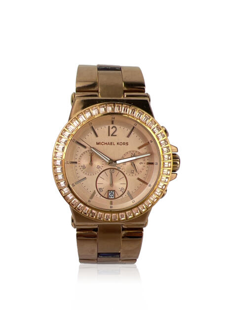 Relógio Michael Kors MK5412 Baguette Bezel Quartzo Aço Rose Original ...
