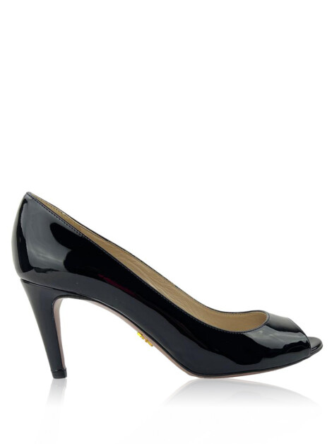 Sapato de Salto Prada Verniz Preto Original - QYG247 | Etiqueta Única