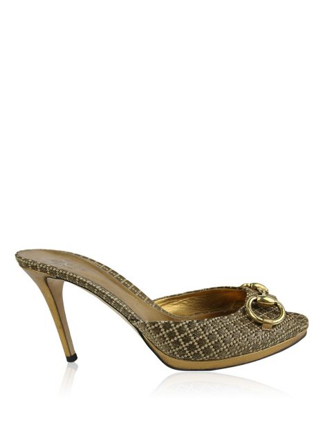 Tamanco Gucci Tecido Dourado Original - BPB26 | Etiqueta Única