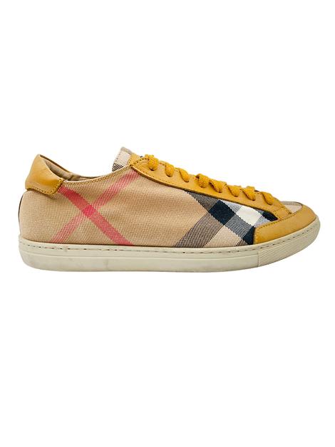 Tênis Burberry Canvas Check Bege - PXS18 Original | Etiqueta Única
