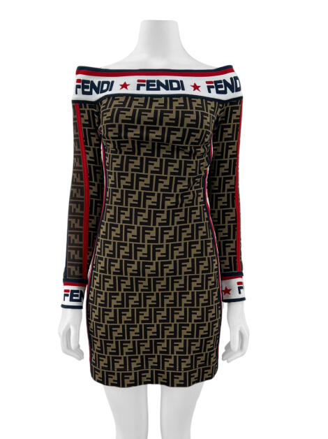 Vestido Fendi Monogram Off-Shoulder Marrom Original - CICU210 ...