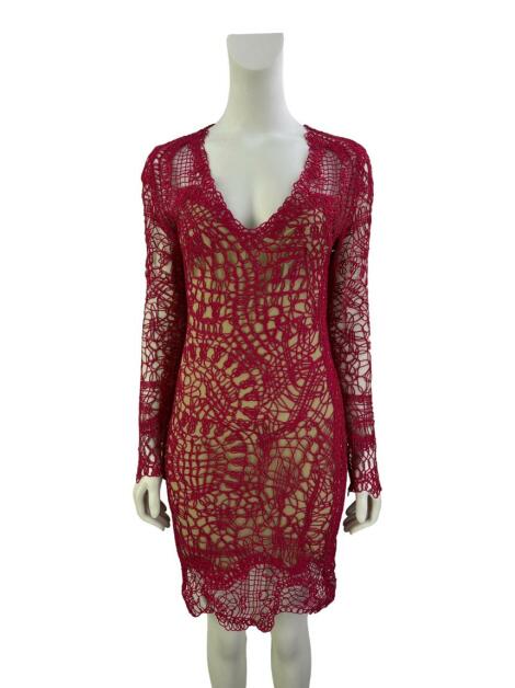 Vestido Tom Ford Renda Vermelha - BZJ426 Original | Etiqueta Única